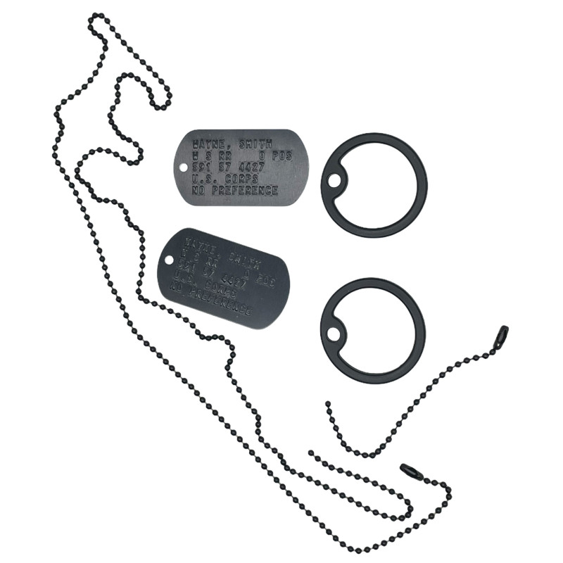 BLACK SPECIAL FORCES US MILITARY ARMY ID DOG TAGS SET by THEDOGTAGCO ...